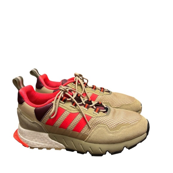 adidas | Shoes | Adidas Zx K Boost Tan And Red Athletic Shoes | Poshmark